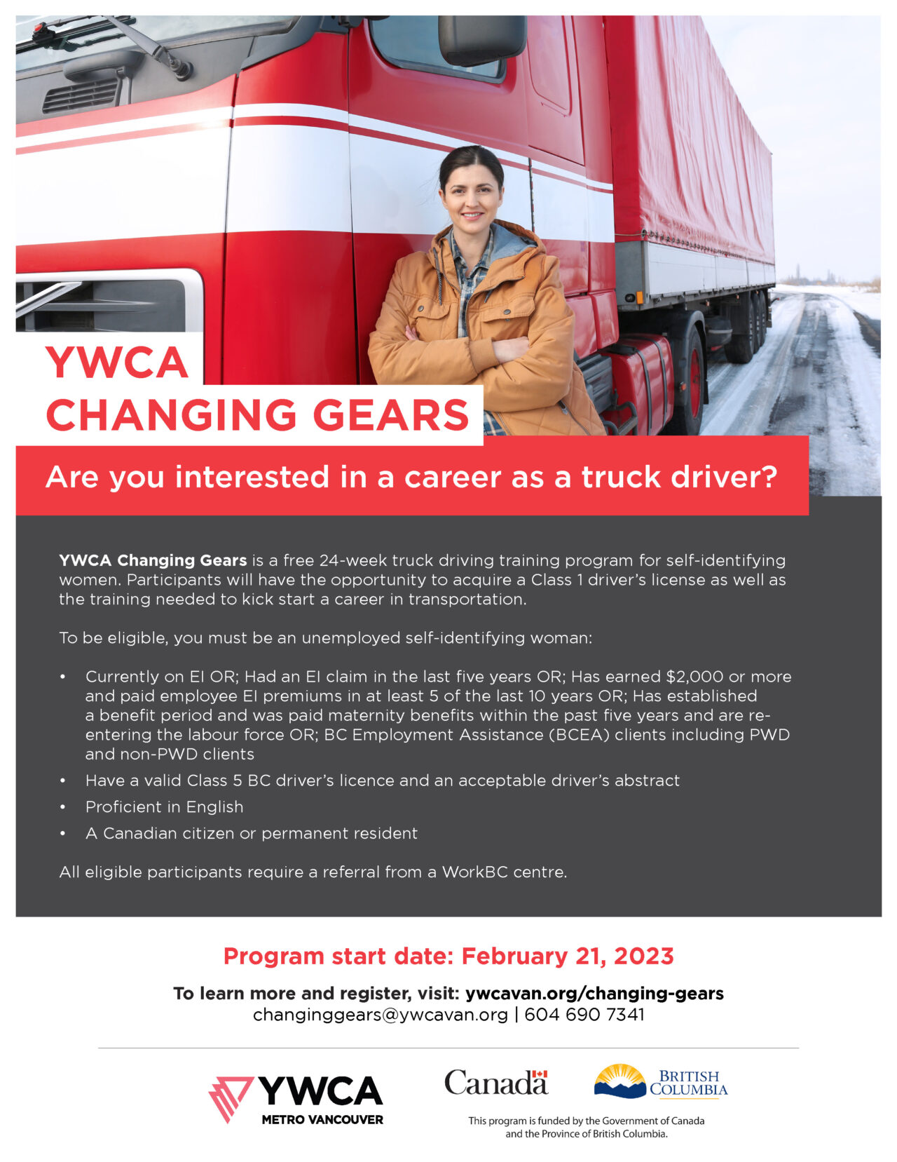 YWCA Changing Gears: Free truck driving training program for women ...