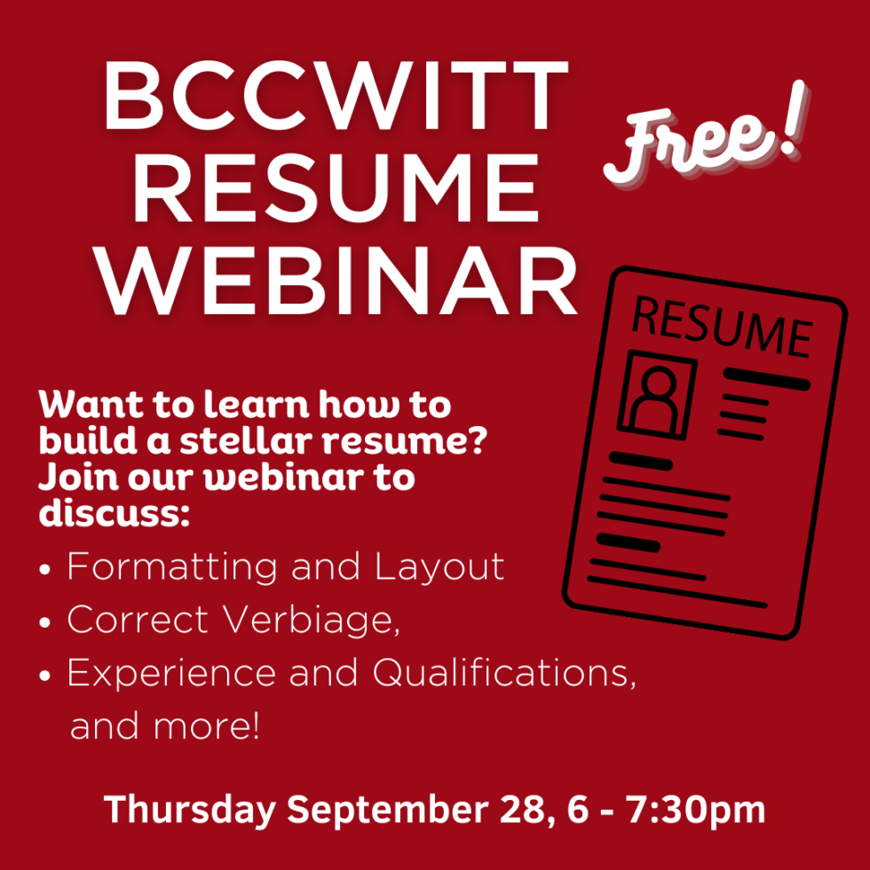 Free Virtual Resume Webinar with BCCWITT! | BCCWITT